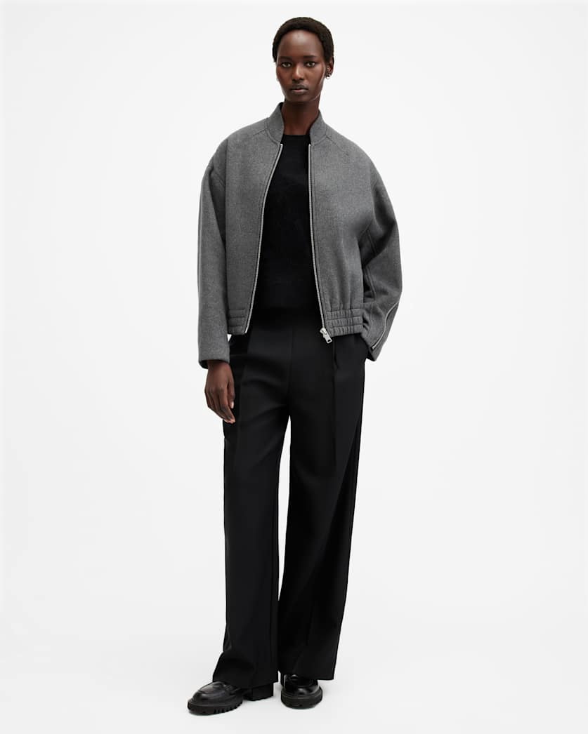 Hackney Bomber Jacket Grey | ALLSAINTS